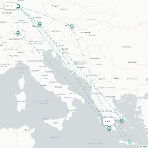 Přímé lety z Frankfurt nad Mohanem do Kalamata – Letové řády a ...