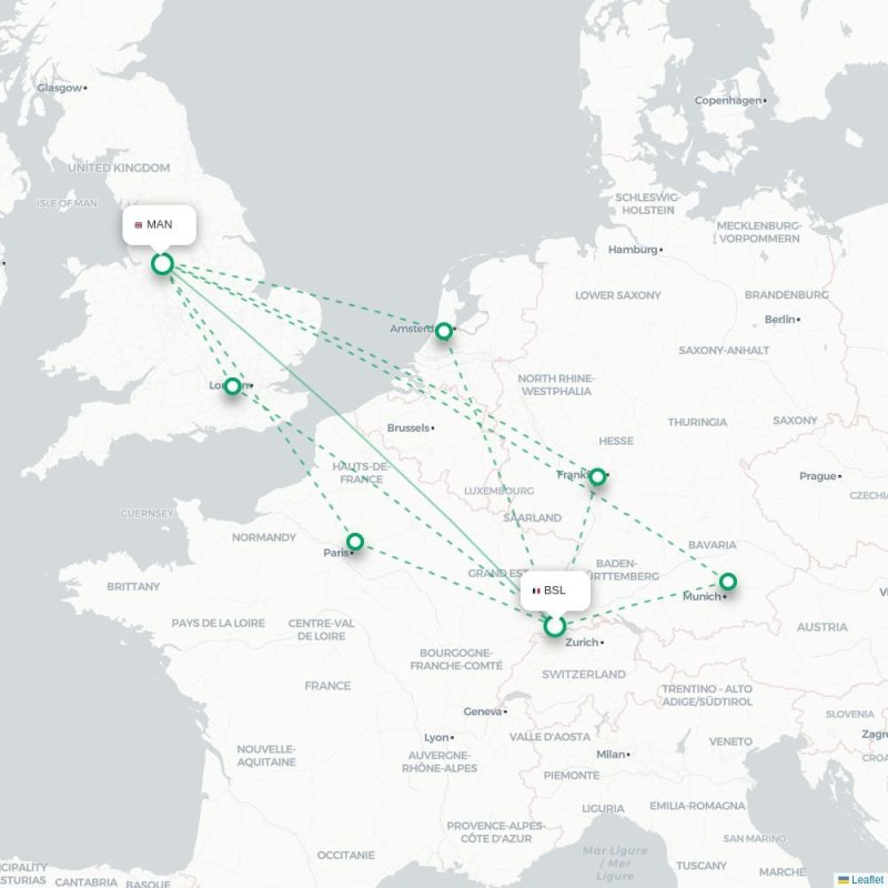 Flights from Basel, Switzerland/Mulhouse to Manchester – Schedules ...
