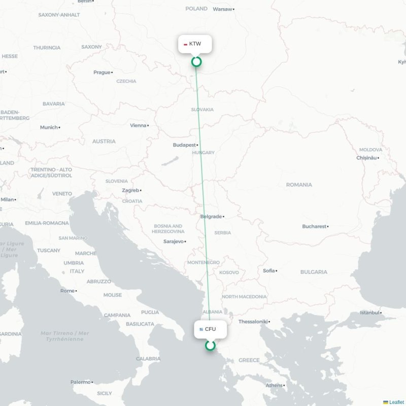 Přímé lety z Corfu, Corfu do Katovice – Letové řády a aerolinky | eoob.cz