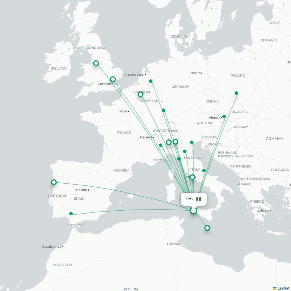 Voir carte de l’aéroport Aéroport de Trapani (Birgi) (TPS) | eoob.fr