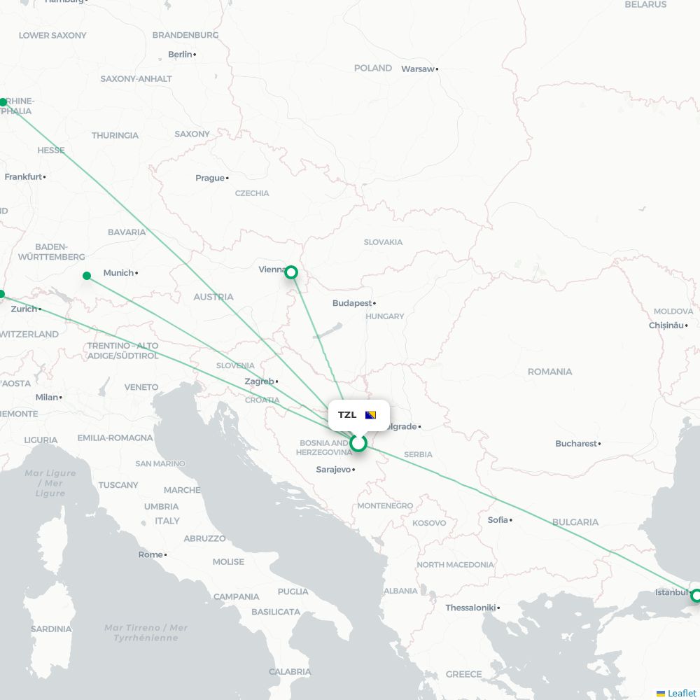 Voir carte de l’aéroport Aéroport Intl de Tuzla (TZL) | eoob.fr